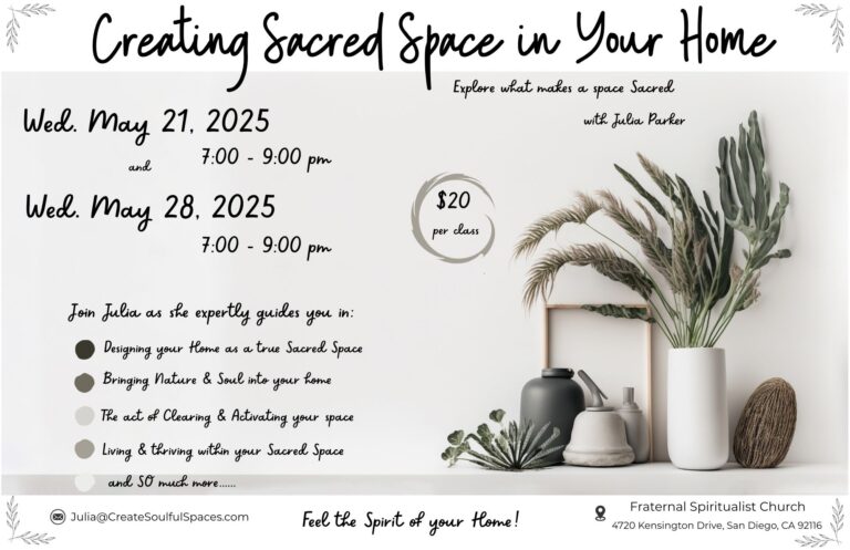 Creating Sacred Space in Your Home – Fraternal Spiritualist Church